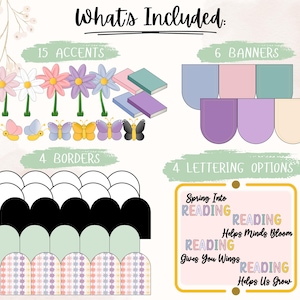 Spring Into Reading Bulletin Board Kit, Classroom Library Door Decor ...