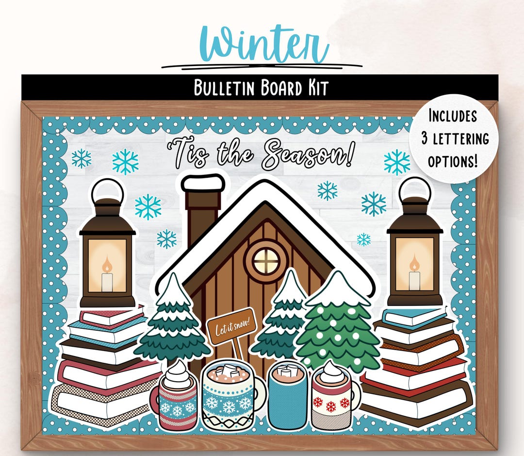 Winter December Christmas Bulletin Board Kit, School Door Decor ...