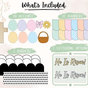 He is Risen Easter Bulletin Board Kit April March Printable Religious ...