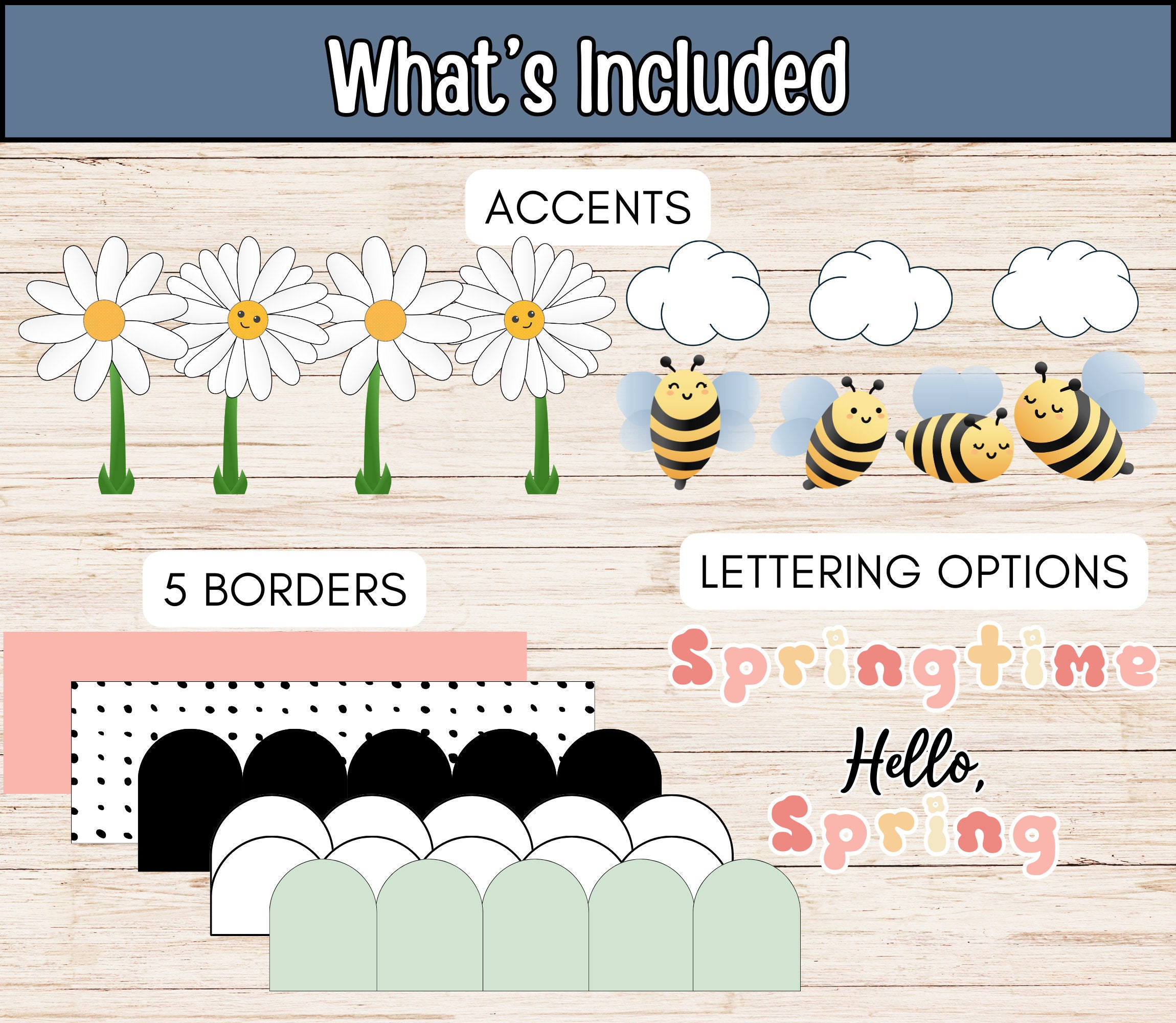 Spring Bulletin Board Kit Classroom Library Door Display Class Decor ...