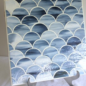 Glass Mosaic Sheet, Fish Scale Shape, Light to Dark Blue, 11 3/4x11 3/4 ...