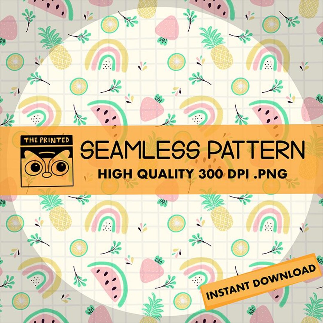 Rainbow Fruits Seamless Pattern, 300 DPI PNG (digital Download) - Etsy