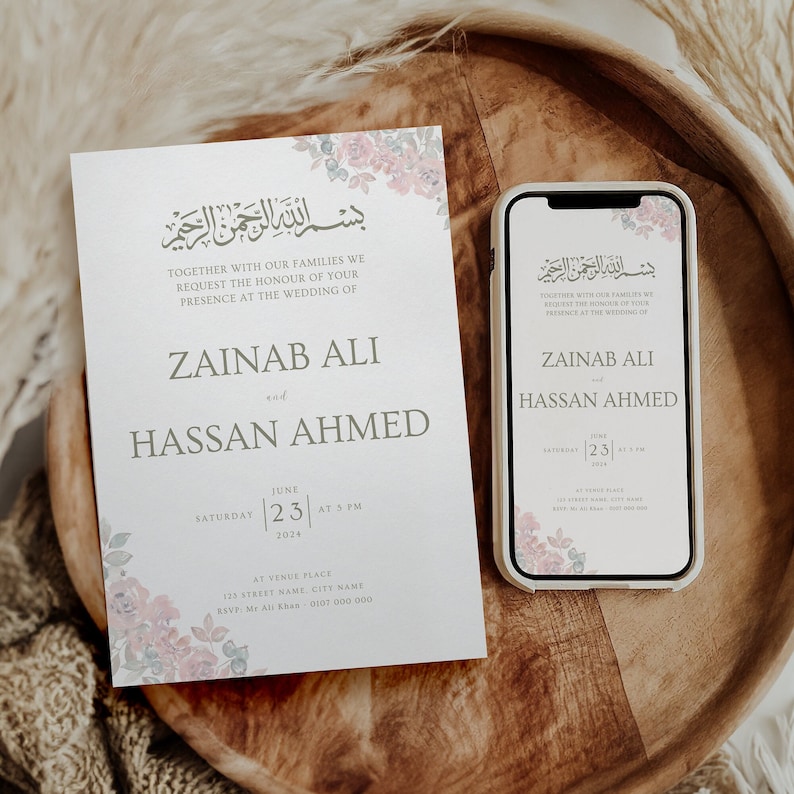 Muslim Wedding Invitation Template, Easy to Edit and Perfect to Share ...