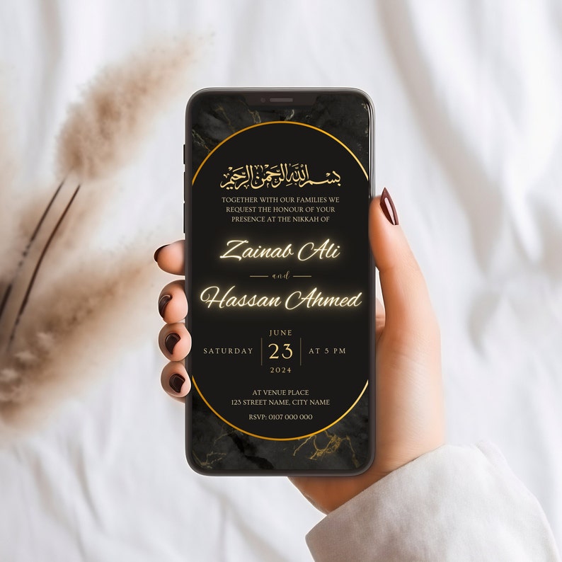 Editable Digital Muslim Wedding Invitation Template - Islamic Nikah ...