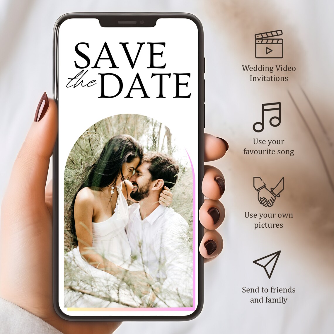 Editable Save the Date Video Invite: Elegant Wedding E-invite (digital ...