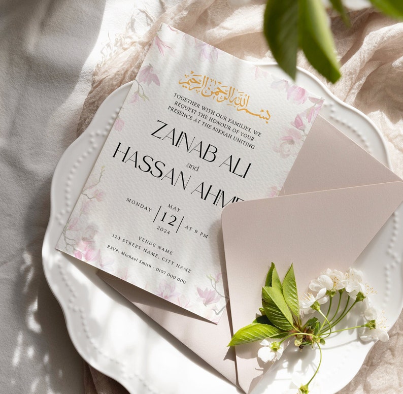 Editable Nikkah Invitation Template - Digital Islamic Card ...