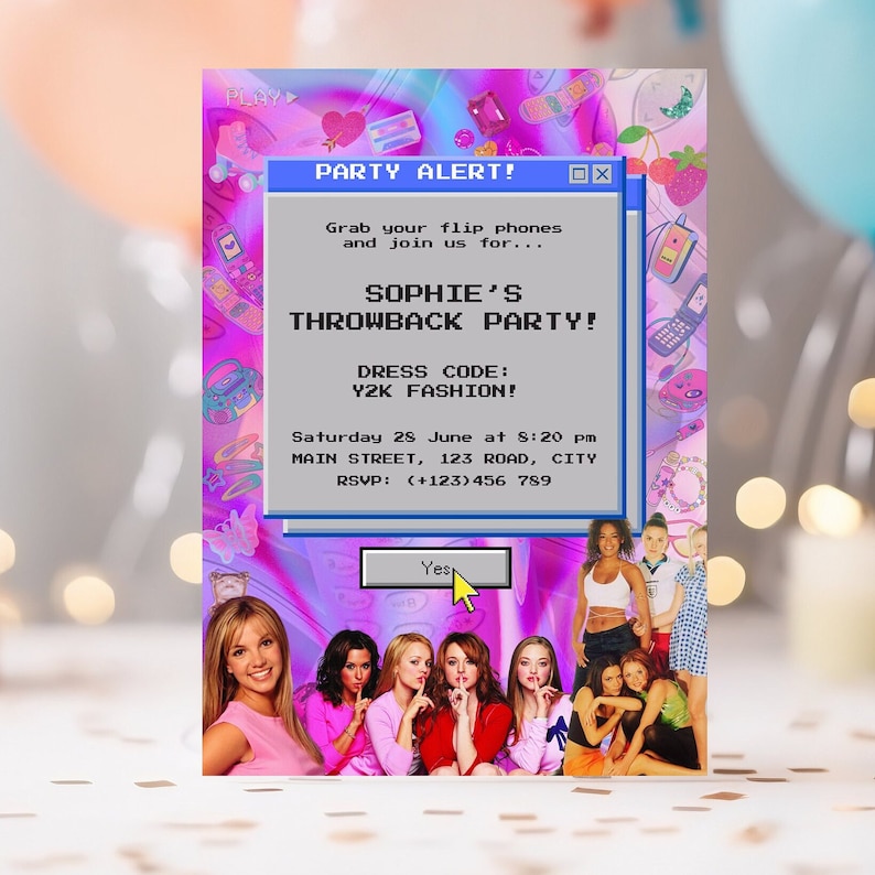 Y2K Party Invitation: Early 2000s Throwback (editable Canva Template ...