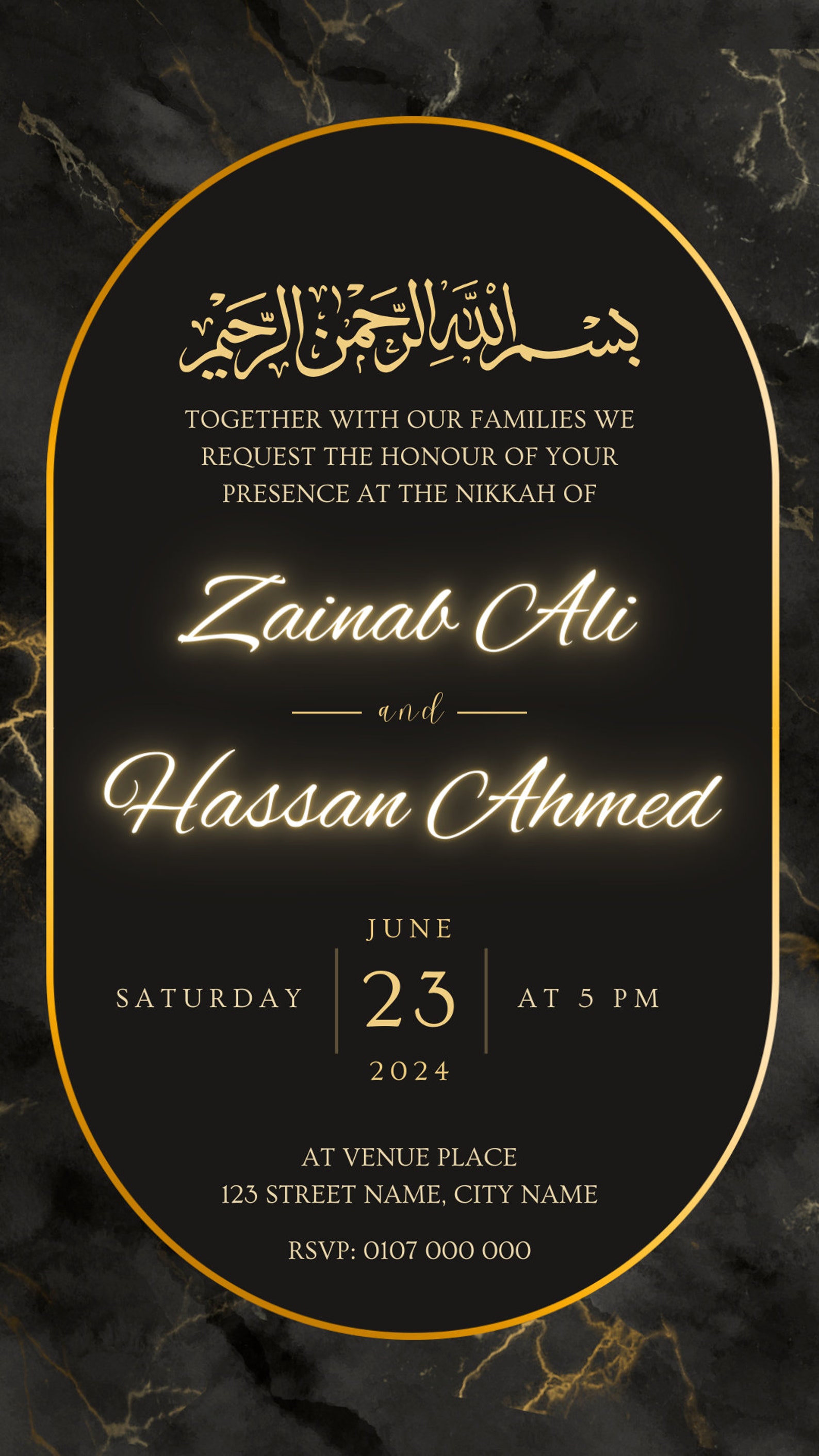 Editable Digital Muslim Wedding Invitation Template Islamic Nikah ...