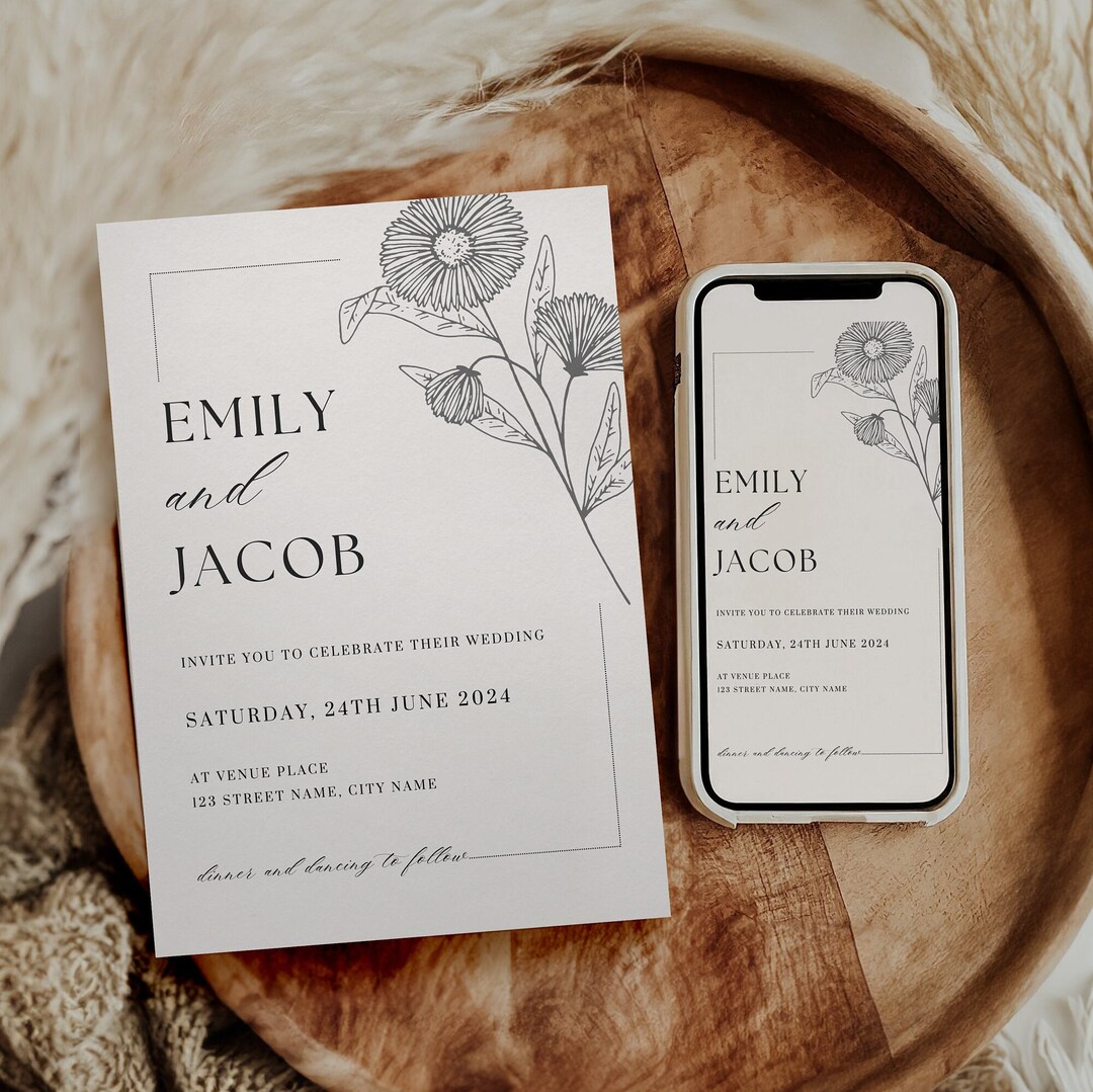 Simple Elegant Wedding Invitation Template, Easy to Edit and Perfect to ...