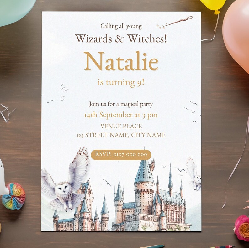 Wizard Birthday Invitation Template, Editable Magical Birthday Party ...