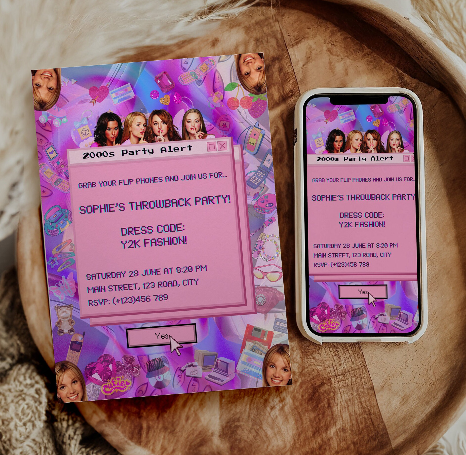 Y2K Throwback Blast: Early 2000s Party Invitation | 90s Baby | Editable Printable Canva Template ...