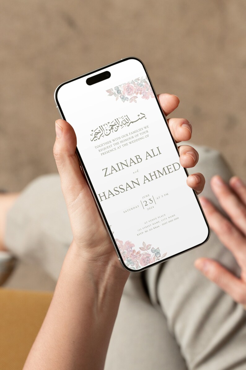 Floral Muslim Wedding Invitation Template (digital Download) - Etsy