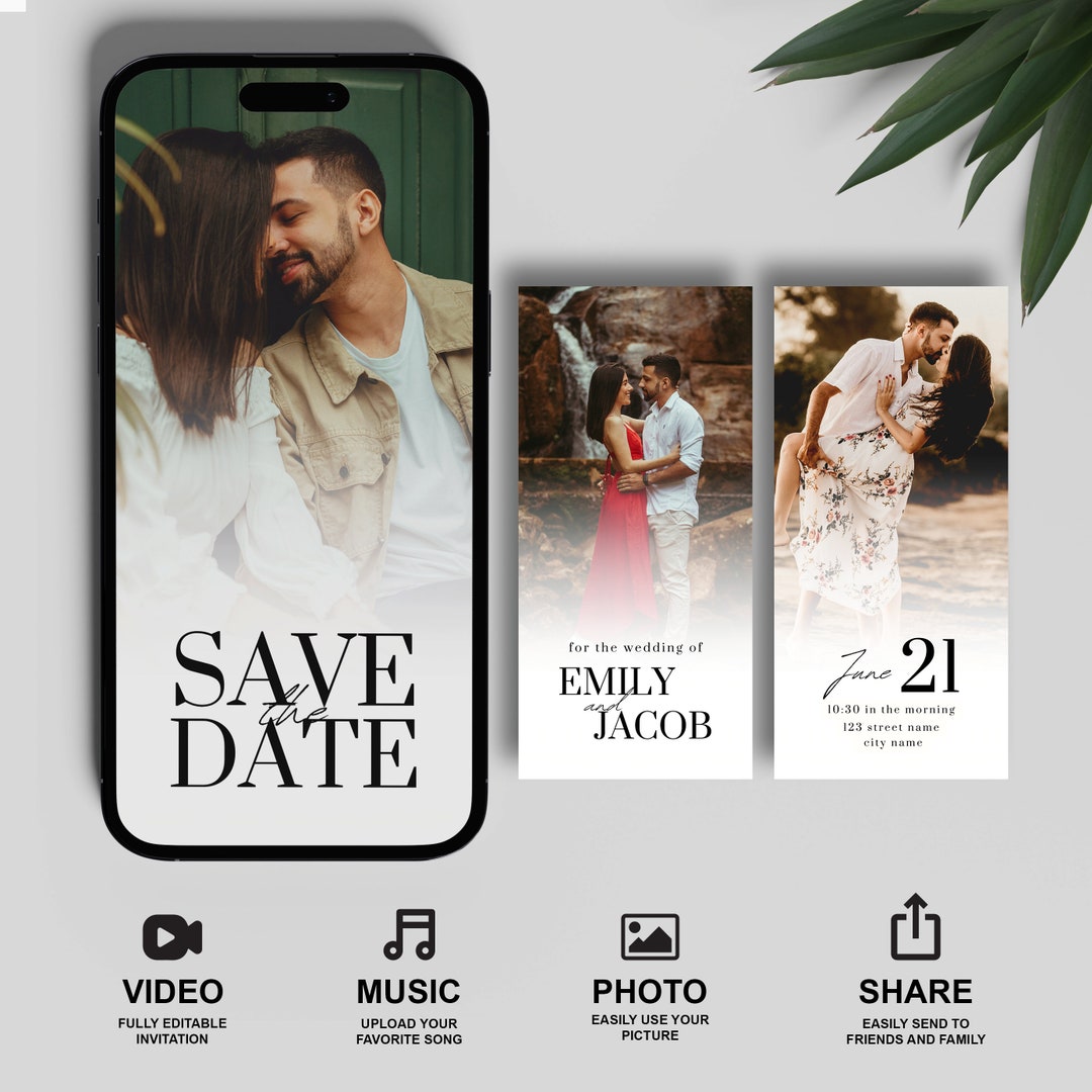 Editable Save the Date VIDEO INVITATION Template, Personalized Animated ...