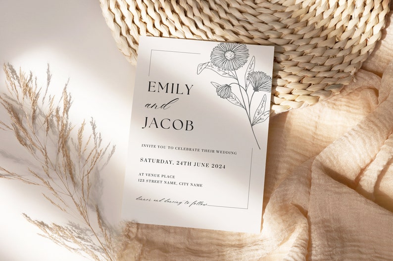 Simple Elegant Wedding Invitation Template, Easy to Edit and Perfect to ...