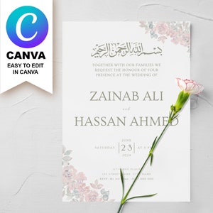 Muslim Wedding Invitation Template, Easy to Edit and Perfect to Share ...