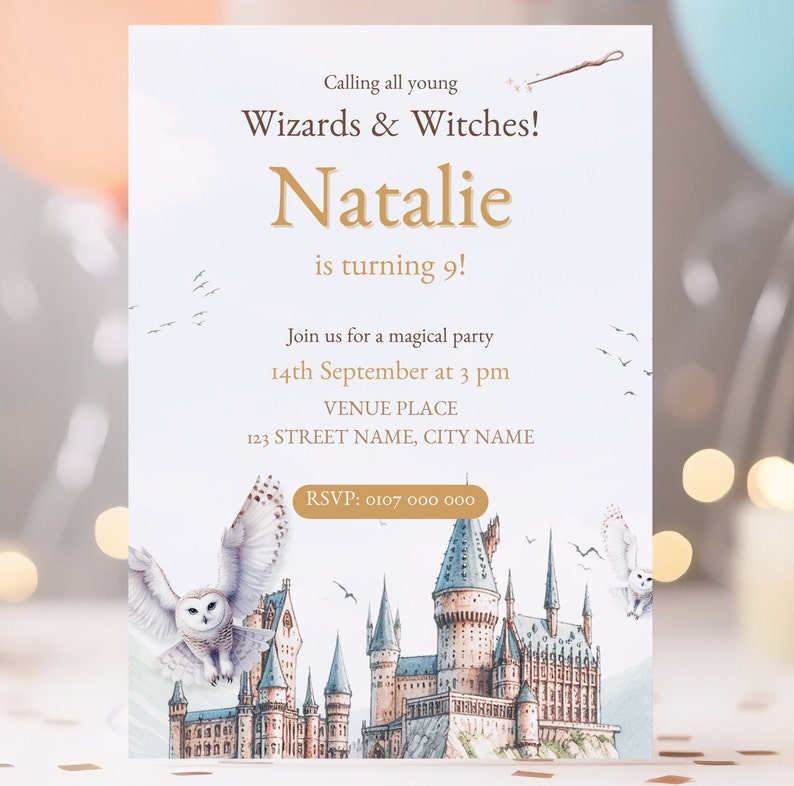 Wizard Birthday Invitation Template: Magical Witch Party (editable ...