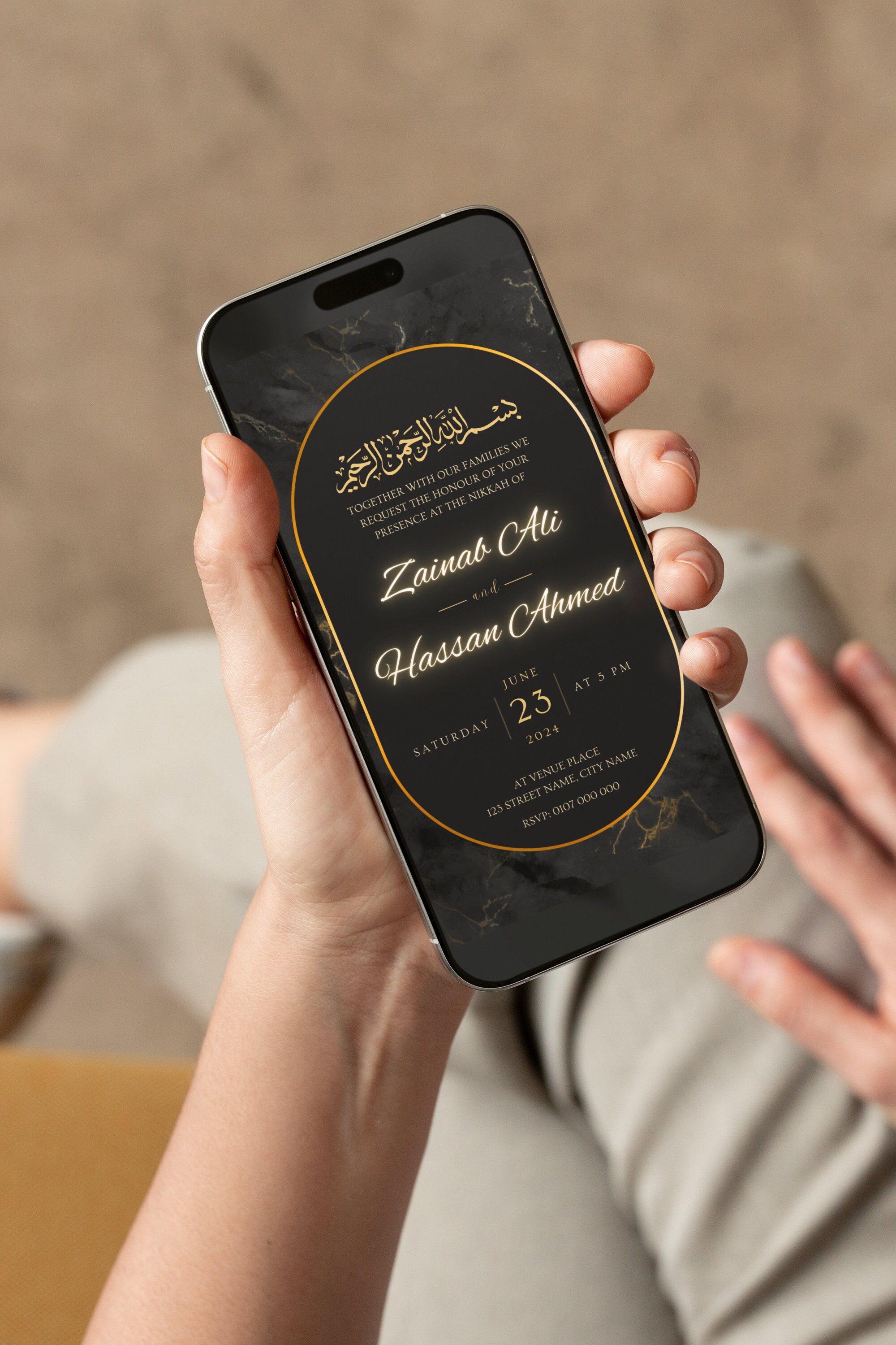 Editable Digital Muslim Wedding Invitation Template Islamic Nikah ...