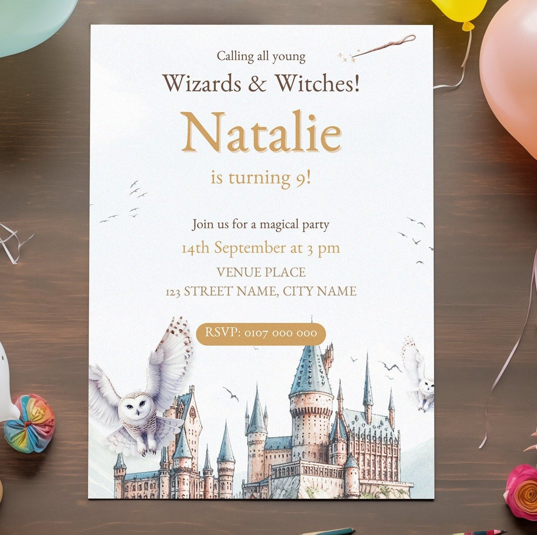 Wizard Birthday Invitation Template: Magical Witch Party (editable ...