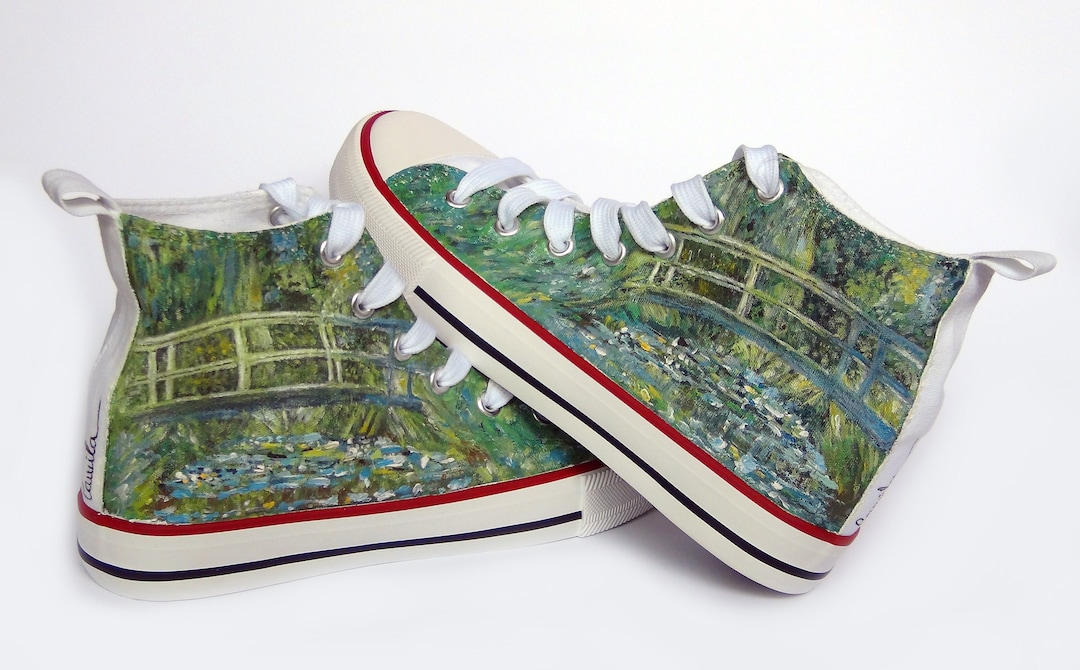 Claude Monet Water Lilies, Custom Made High Top Shoes, Hand Painted - Etsy
