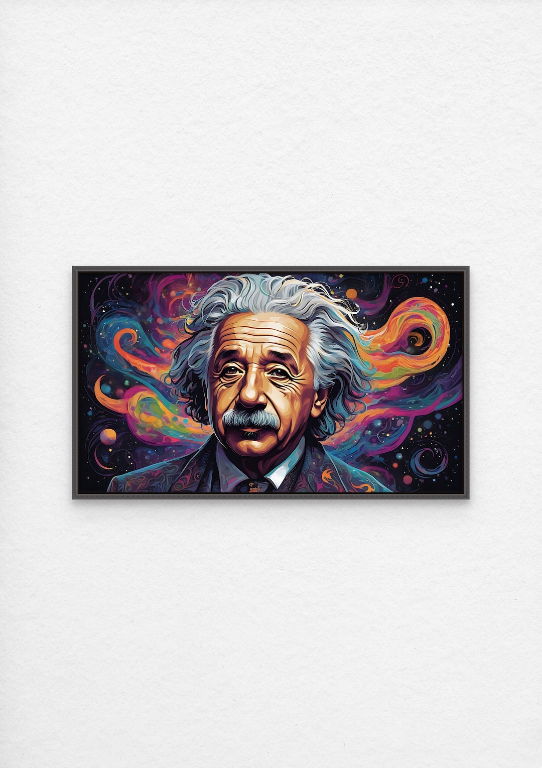 Albert Einstein A Vibrant Portrait of Einstein, His Iconic Hair Made up ...