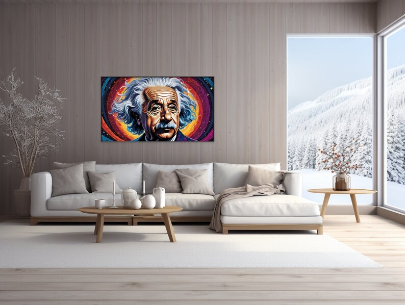 Albert Einstein A Vibrant Portrait of Einstein, His Iconic Hair Made up ...