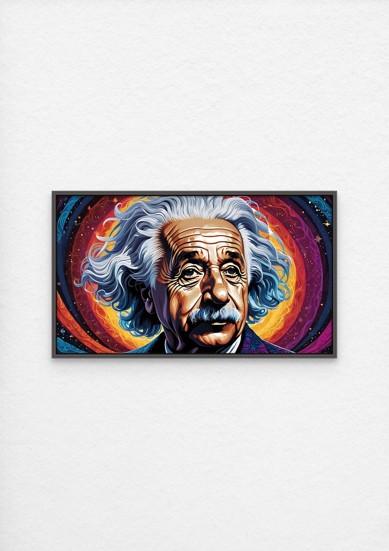 Albert Einstein A Vibrant Portrait of Einstein, His Iconic Hair Made up ...