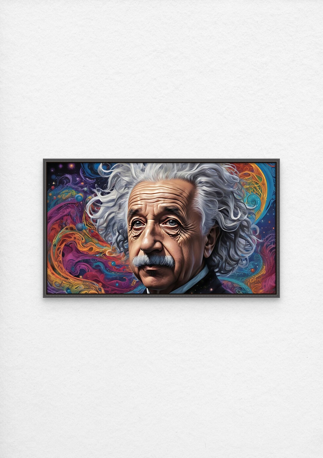 Albert Einstein A Vibrant Portrait of Einstein, His Iconic Hair Made up ...