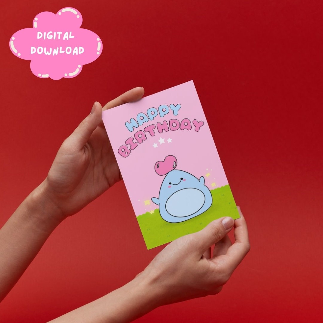 Cute Blob Birthday Card, Happy Birthday Card, Cute Birthday Card, Cute ...