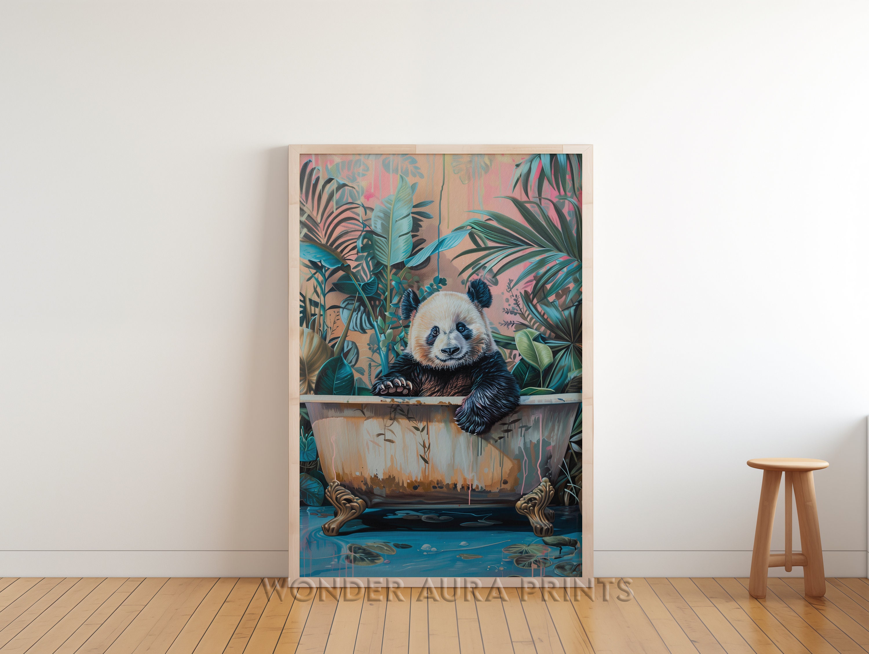 Panda Bear in From Bathtub Maximalist Bathroom Decor, Maximalist Panda ...