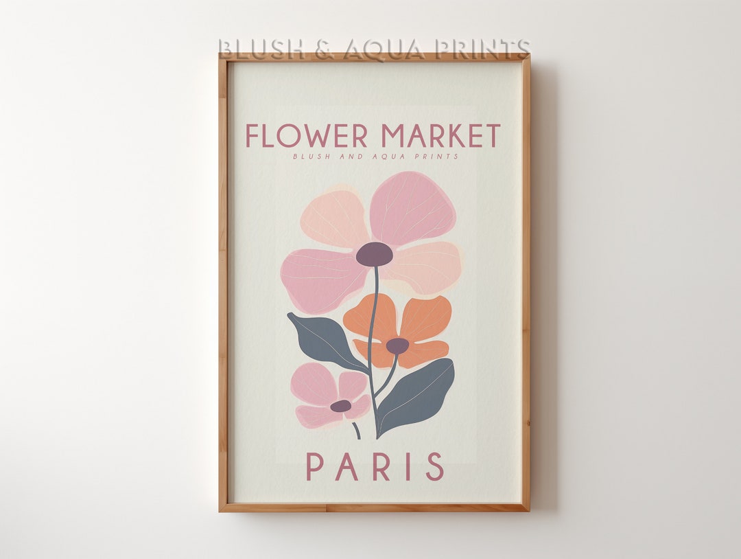 Paris Flower Market Print Digital Print Flower Market Poster Retro ...