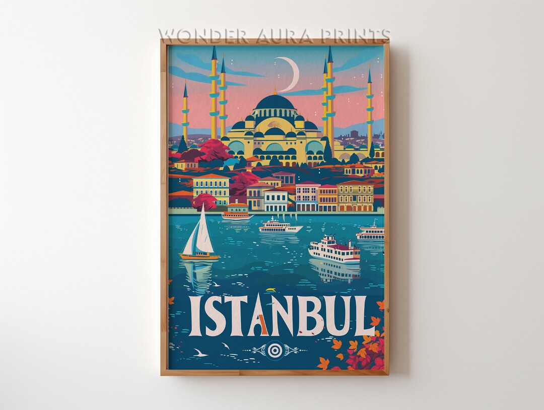 Istanbul Travel Print, Istanbul Vintage Travel Poster, Printable City ...