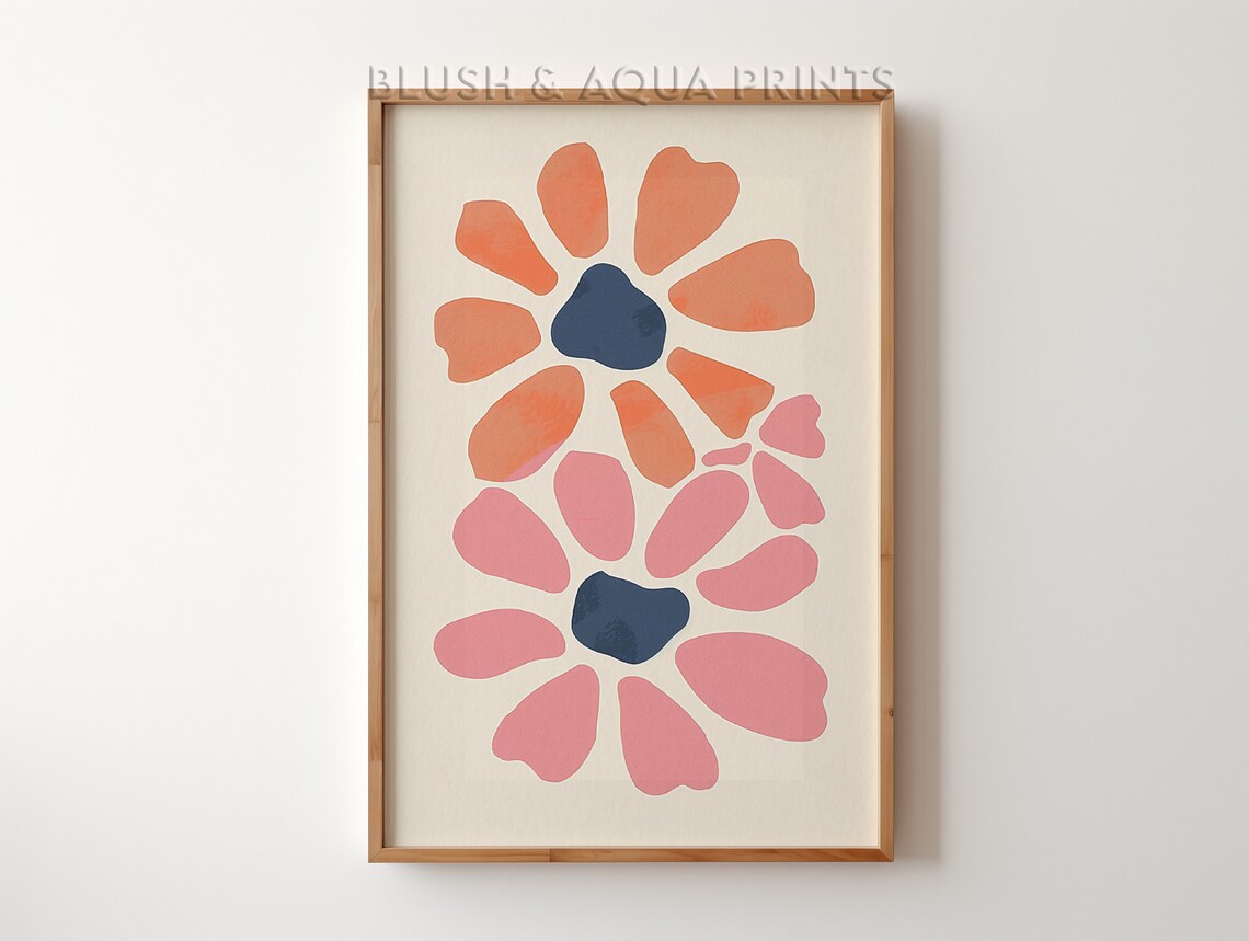 Digital Print Mid Century Modern Botanical Print Floral Wall Art ...