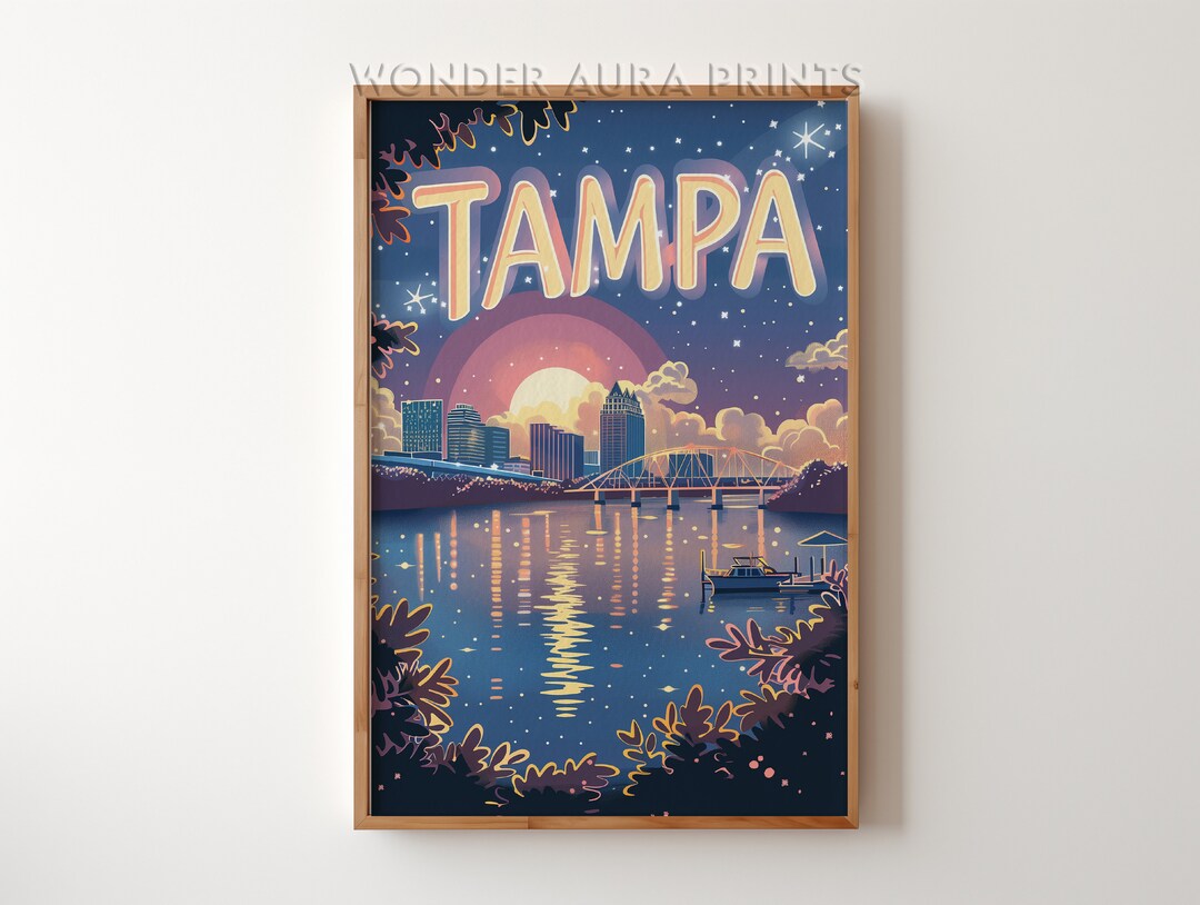 Tampa Travel Print, Tampa Travel Poster, Printable City Poster, Digital ...