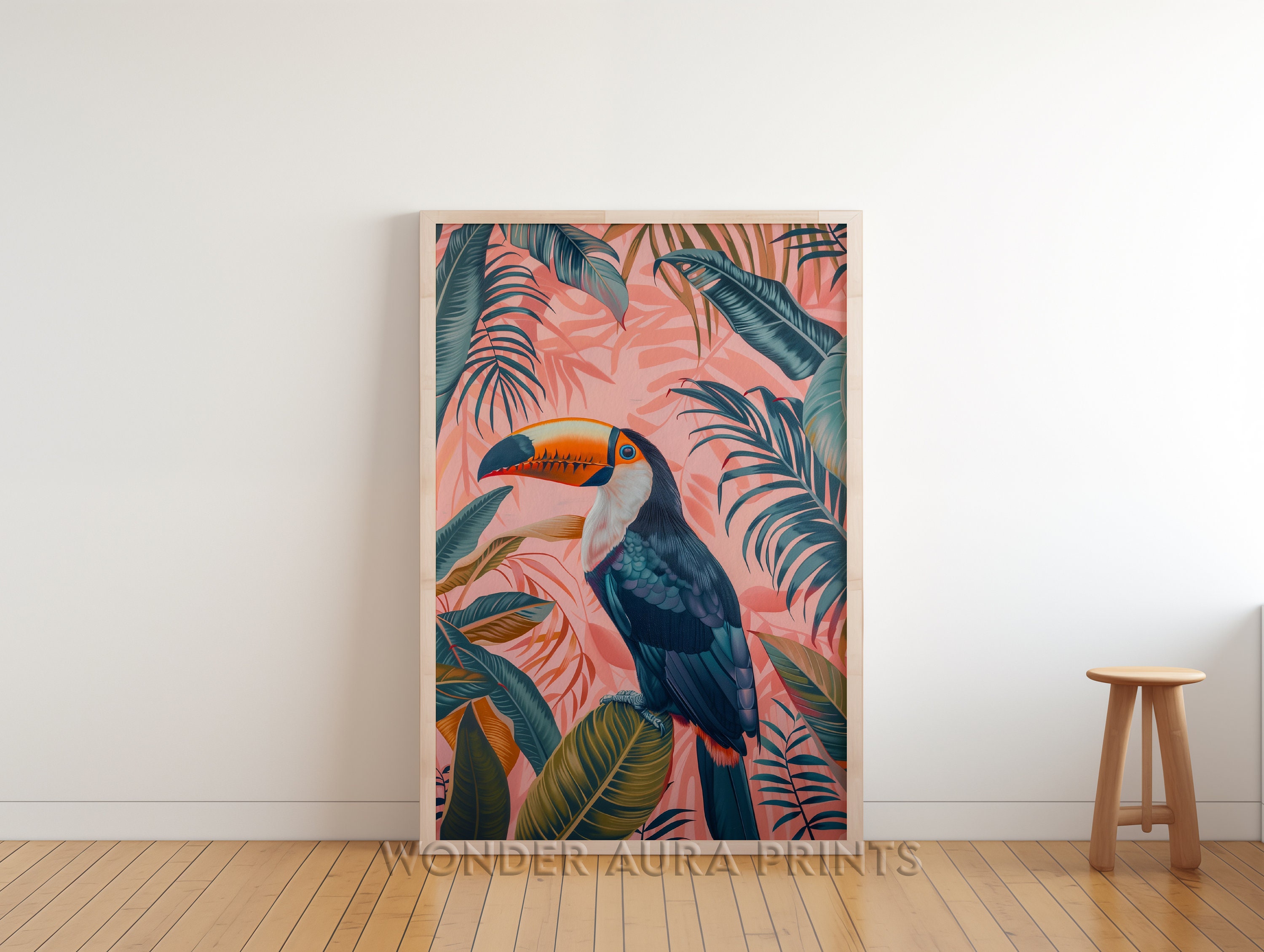 Preppy Toucan Print, Maximalist Wall Decor, Toucan Wall Art, Jungle ...