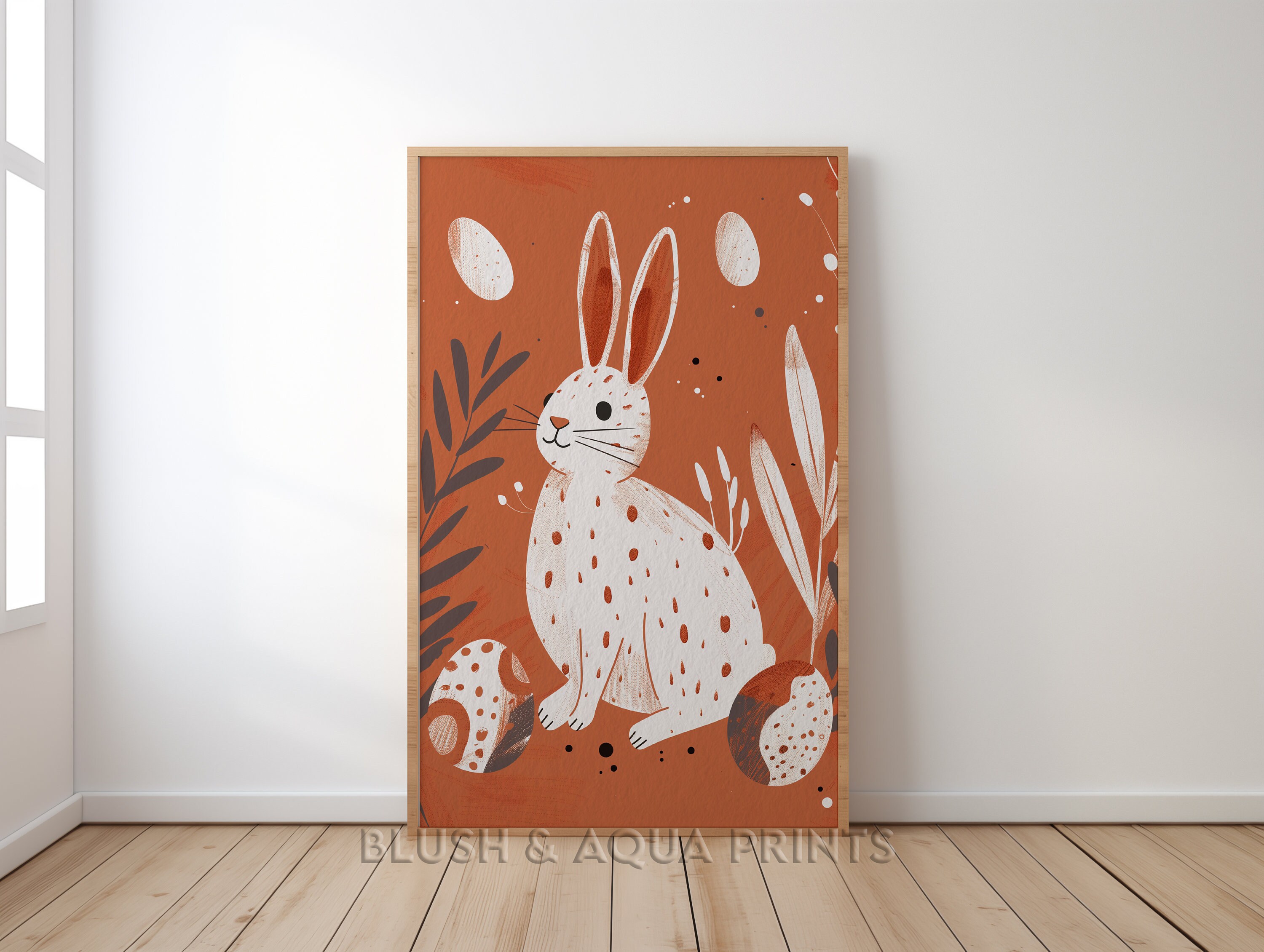 Easter Bunny Printable Wall Art, Colorful Easter Decor Print,instant ...