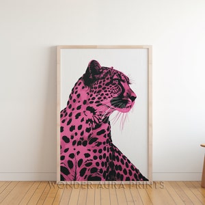 Preppy Pink Leopard on White Print, Maximalist Wall Decor, Dopamine ...