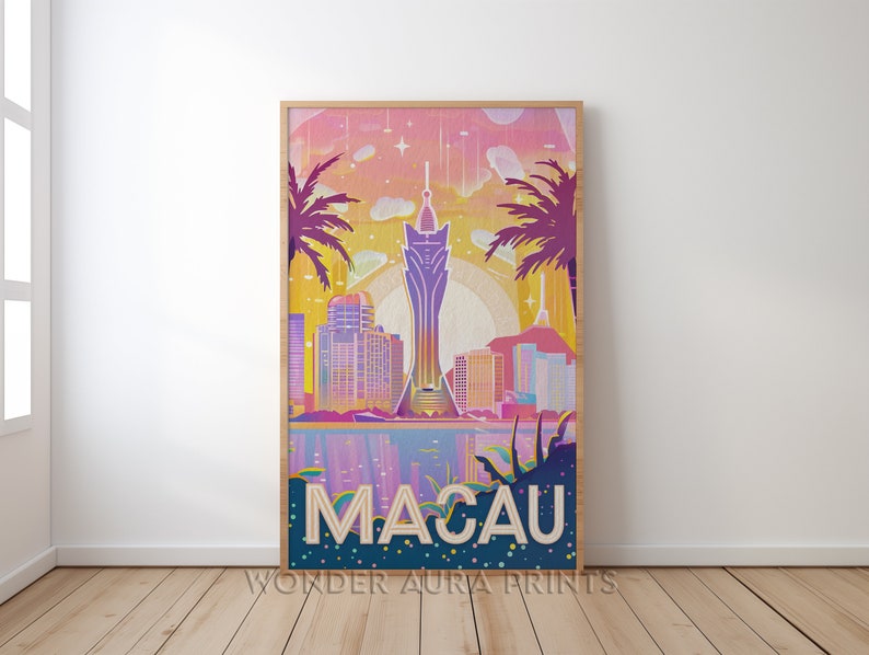 Macau Travel Print, Preppy Wall Art Macau Travel Poster, Printable City ...