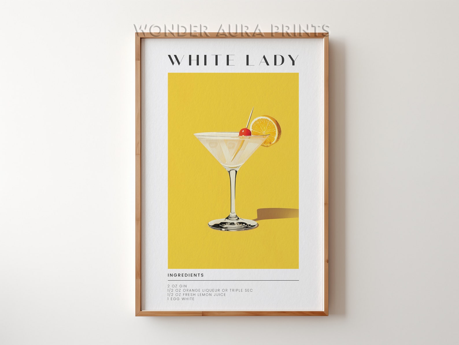 White Lady Cocktail Print, Classic Alcohol Cocktail, Retro Cocktail ...