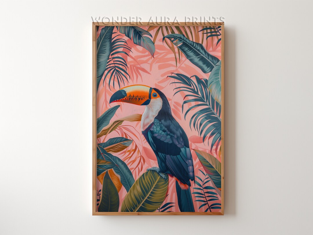 Preppy Toucan Print, Maximalist Wall Decor, Toucan Wall Art, Jungle ...