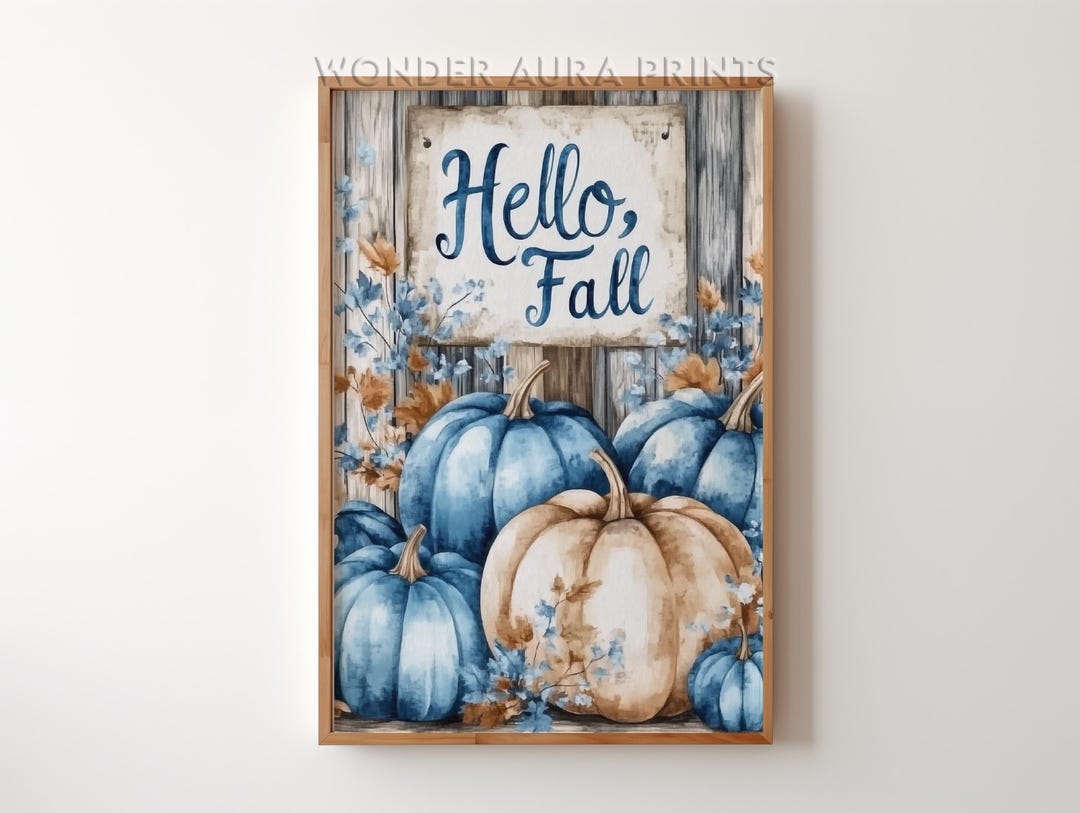 Hello, Fall Rustic Farmhouse Printable Wall Art, Autumn Kitchen Wall ...