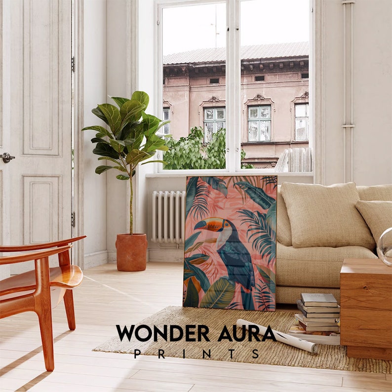 Preppy Toucan Print, Maximalist Wall Decor, Toucan Wall Art, Jungle ...