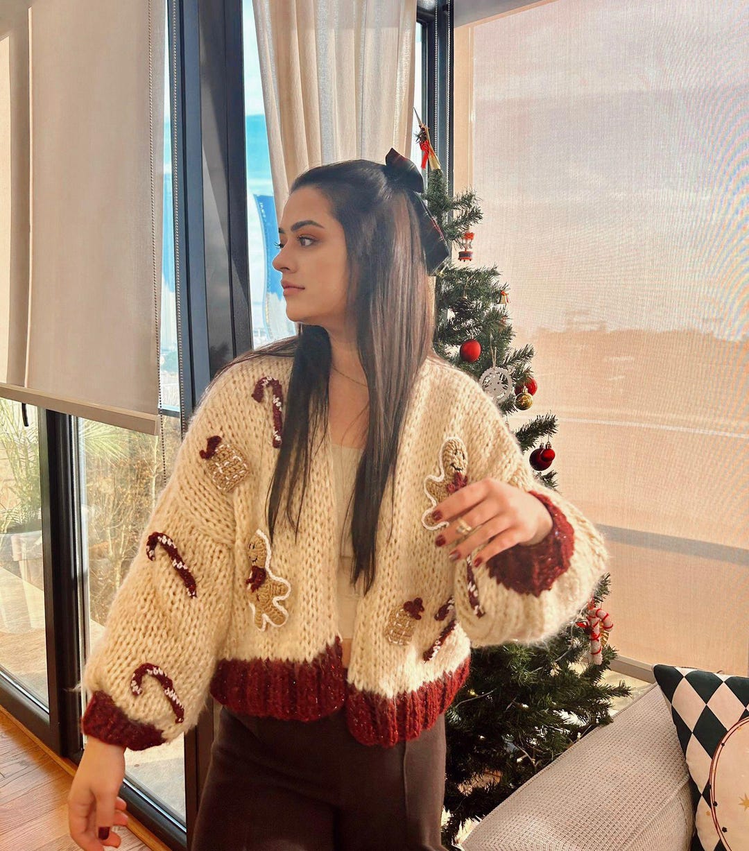 Christmas Cardigan - Gingerbread Christmas Sweater for Women - Holiday ...