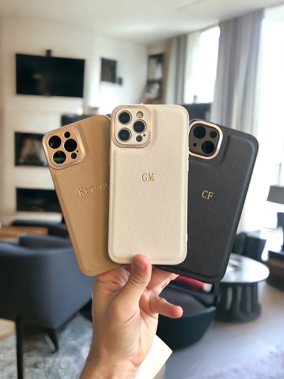 Personalised Luxury Leather iPhone Case for iPhone 15 14 13 12 11 Pro ...