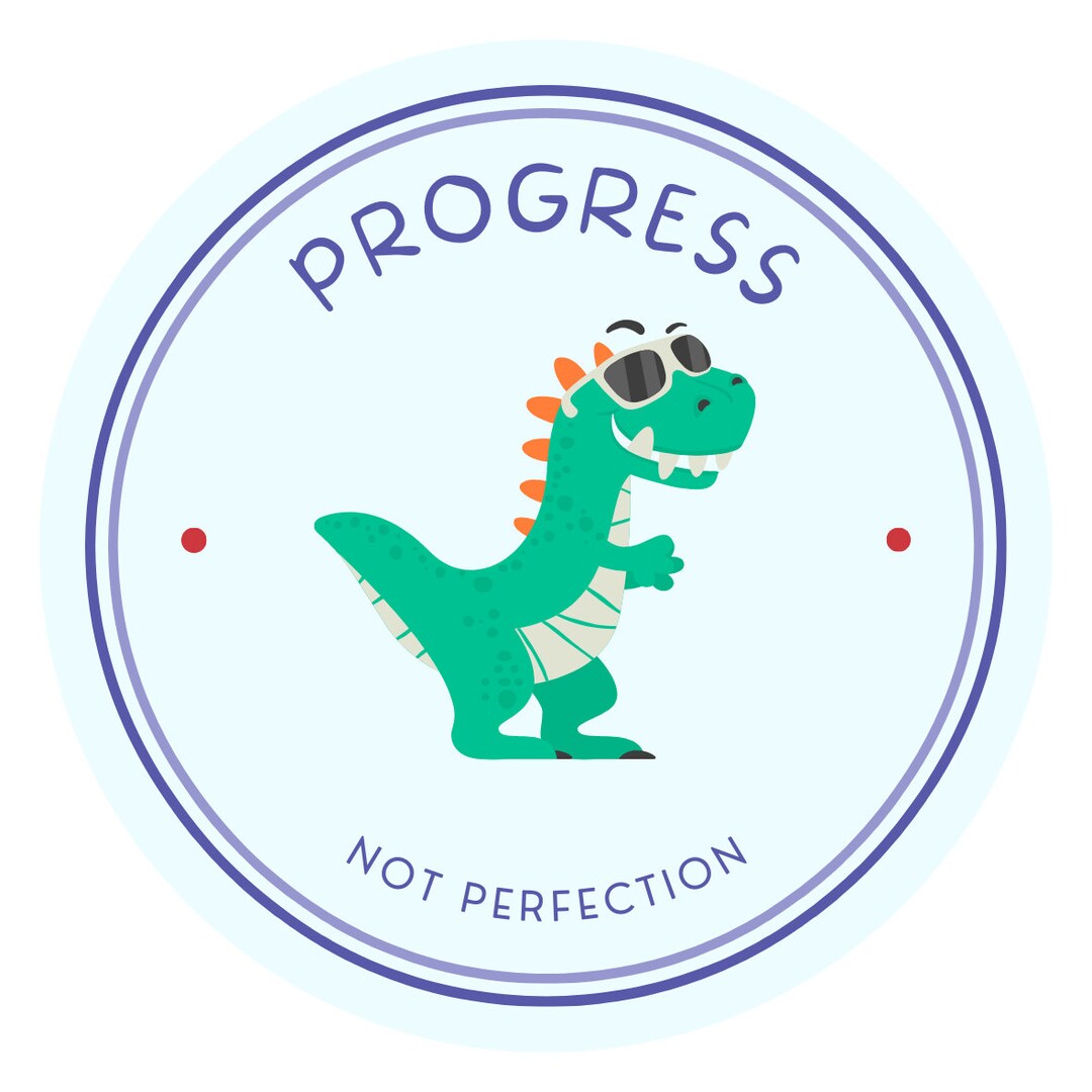 Dinosaur Progress Not Perfection Sticker - Etsy