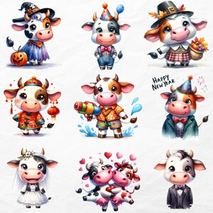 Cow Theme Festival Watercolor Clipart, 40 High Quality PNG, Digital ...