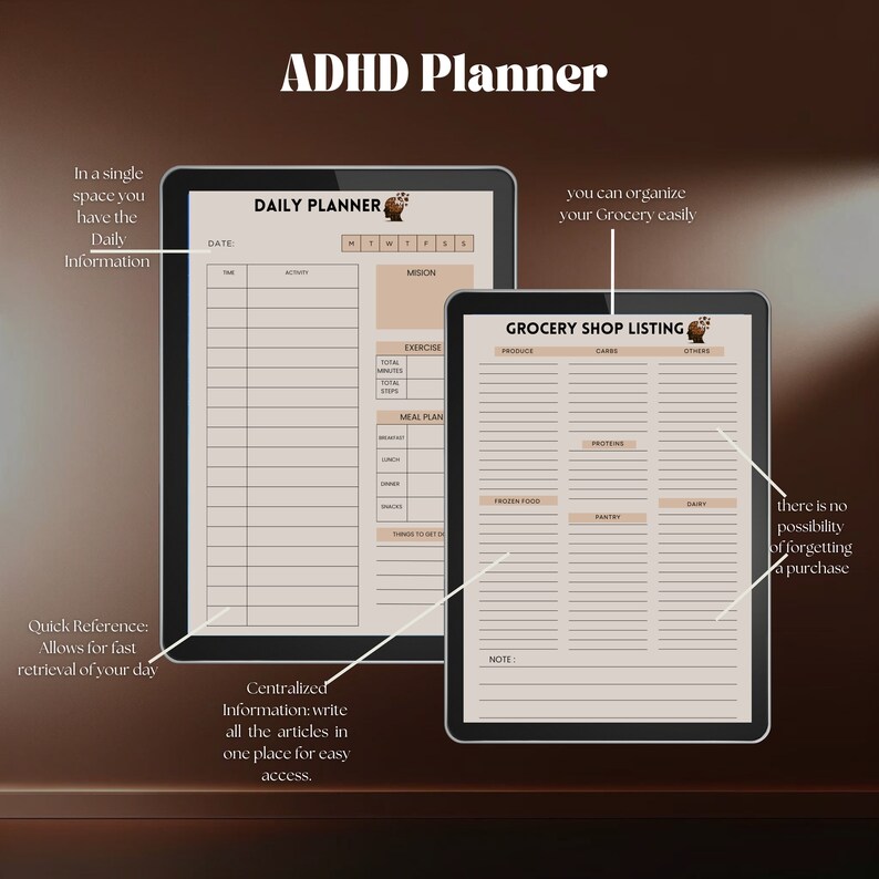 ADHD Digital Planner, ADHD Planner Adult, Printable Productivity ...