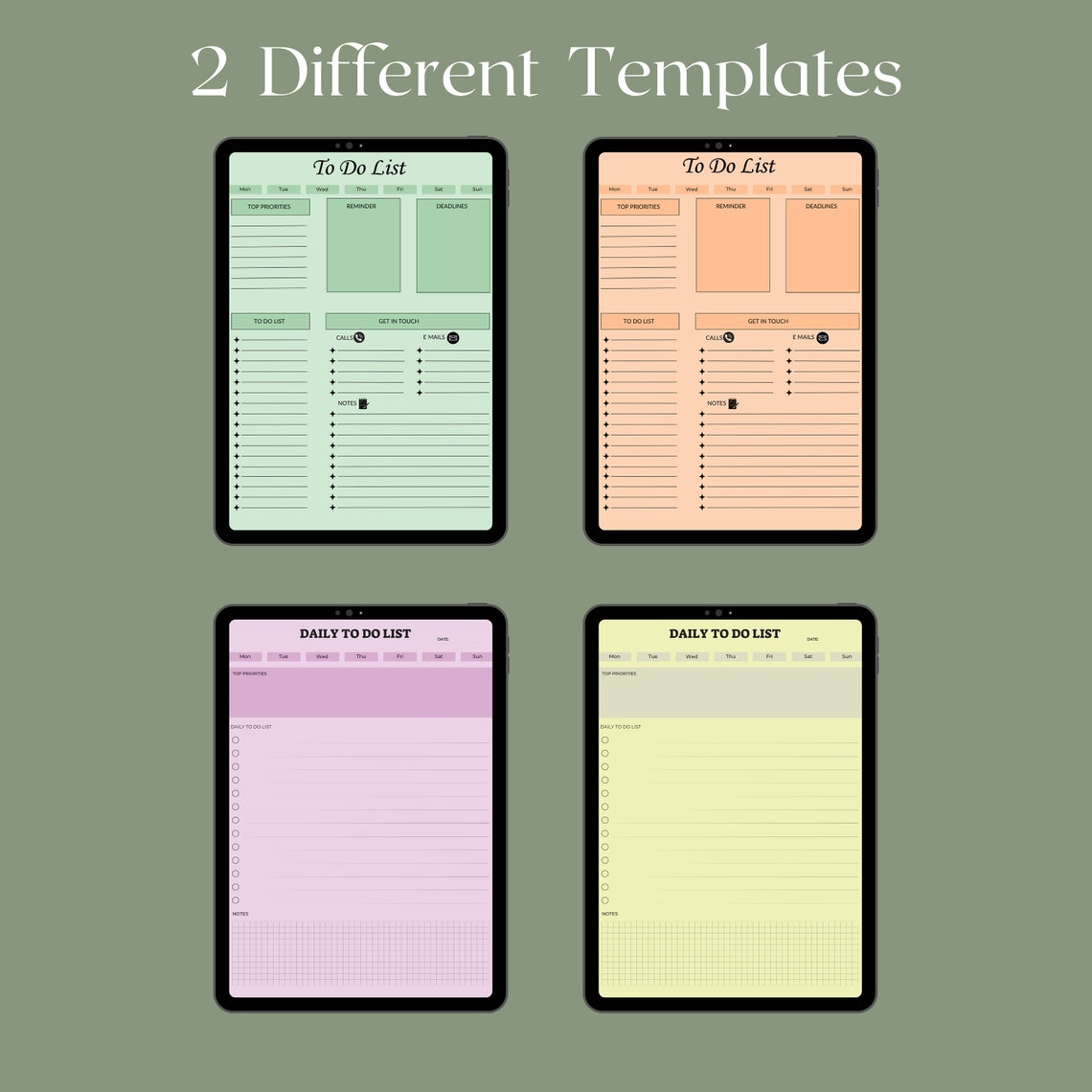 Digital to Do List Goodnotes Template, Checklist Template, Undated to ...