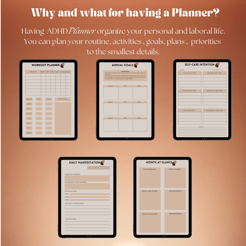 ADHD Digital Planner, ADHD Planner Adult, Printable Productivity ...