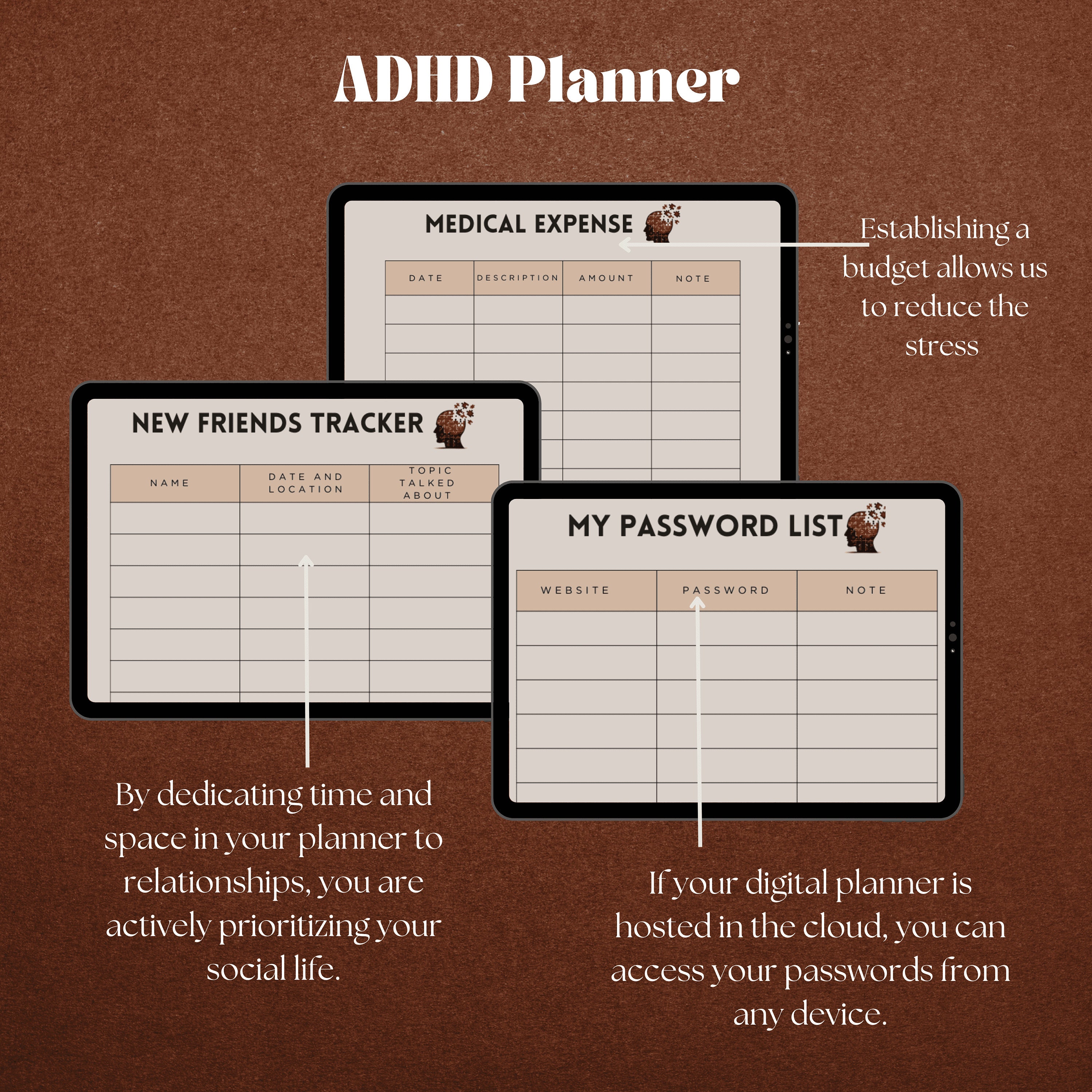 ADHD Digital Planner, ADHD Planner Adult, Printable Productivity ...