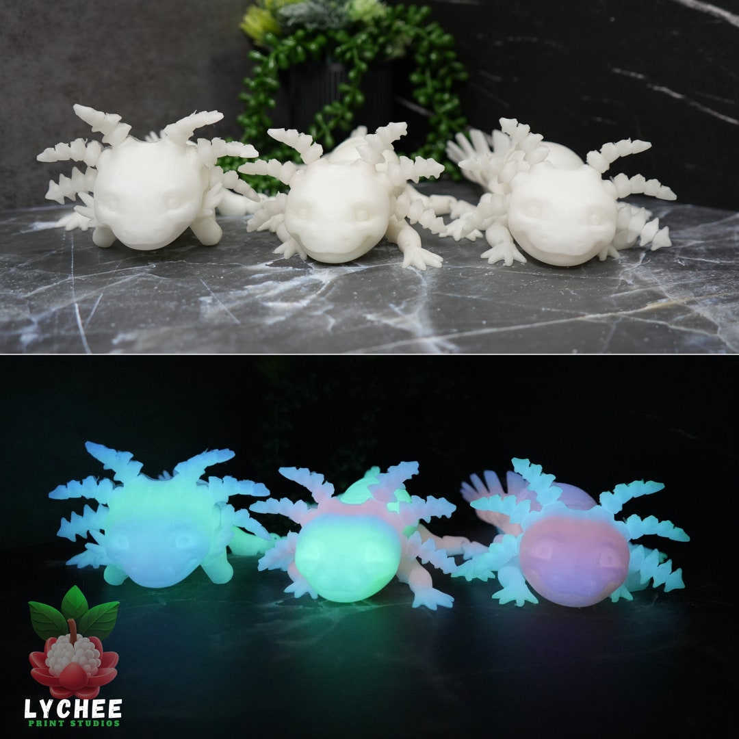 Axolotl | Glow in the Dark | Articulated | Fidget Toy | Stress Toy ...